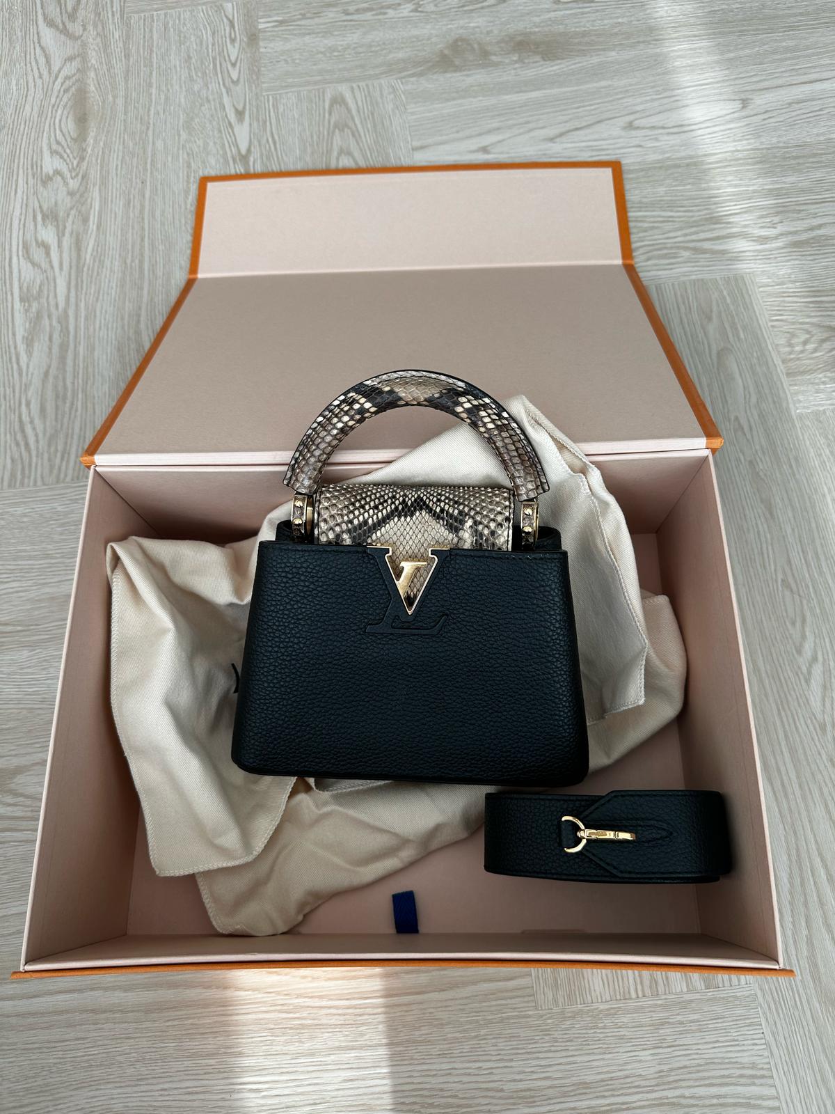Louis Vuitton Black Leather and Python Capucines Mini Bag Louis Vuitton ...